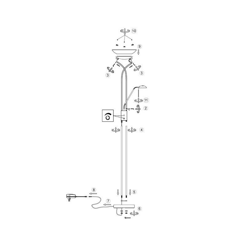 Moderne Leselampe Stehlampe Chrom, Joann, 18W, 3000K LED, mit Schalter ...