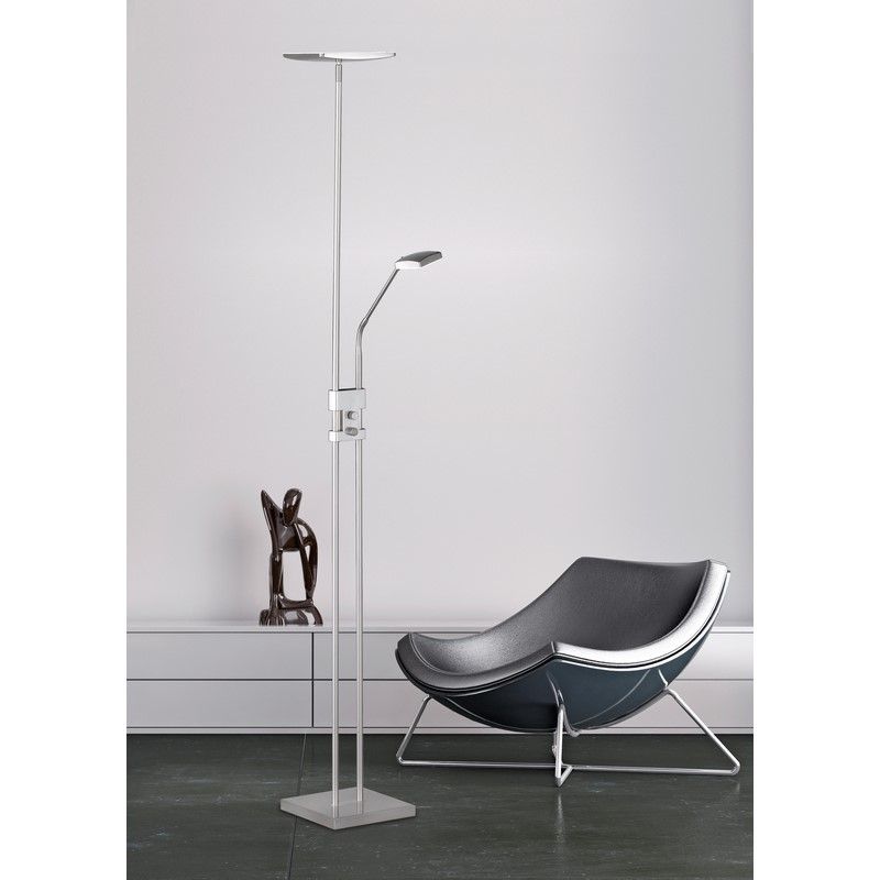 Nickel Stehlampe Modern, Simon, 15W, 3000K LED, mit Schalter | Lampengigant